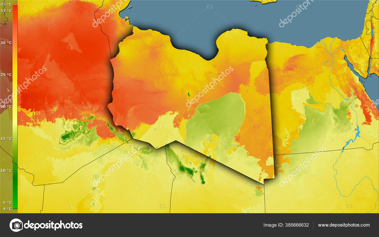Mean Temperature Warmest Quarter Libya Area Stereographic Projection ...