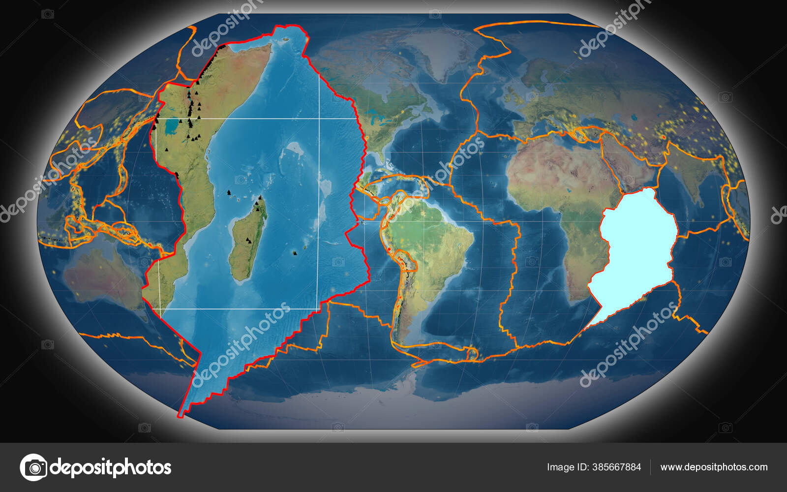 Placa Tectónica Somalí Extruida Presentada Contra Mapa Topográfico ...