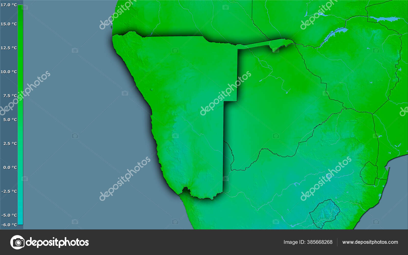 Minimum Temperature Coldest Month Namibia Area Stereographic Projection ...