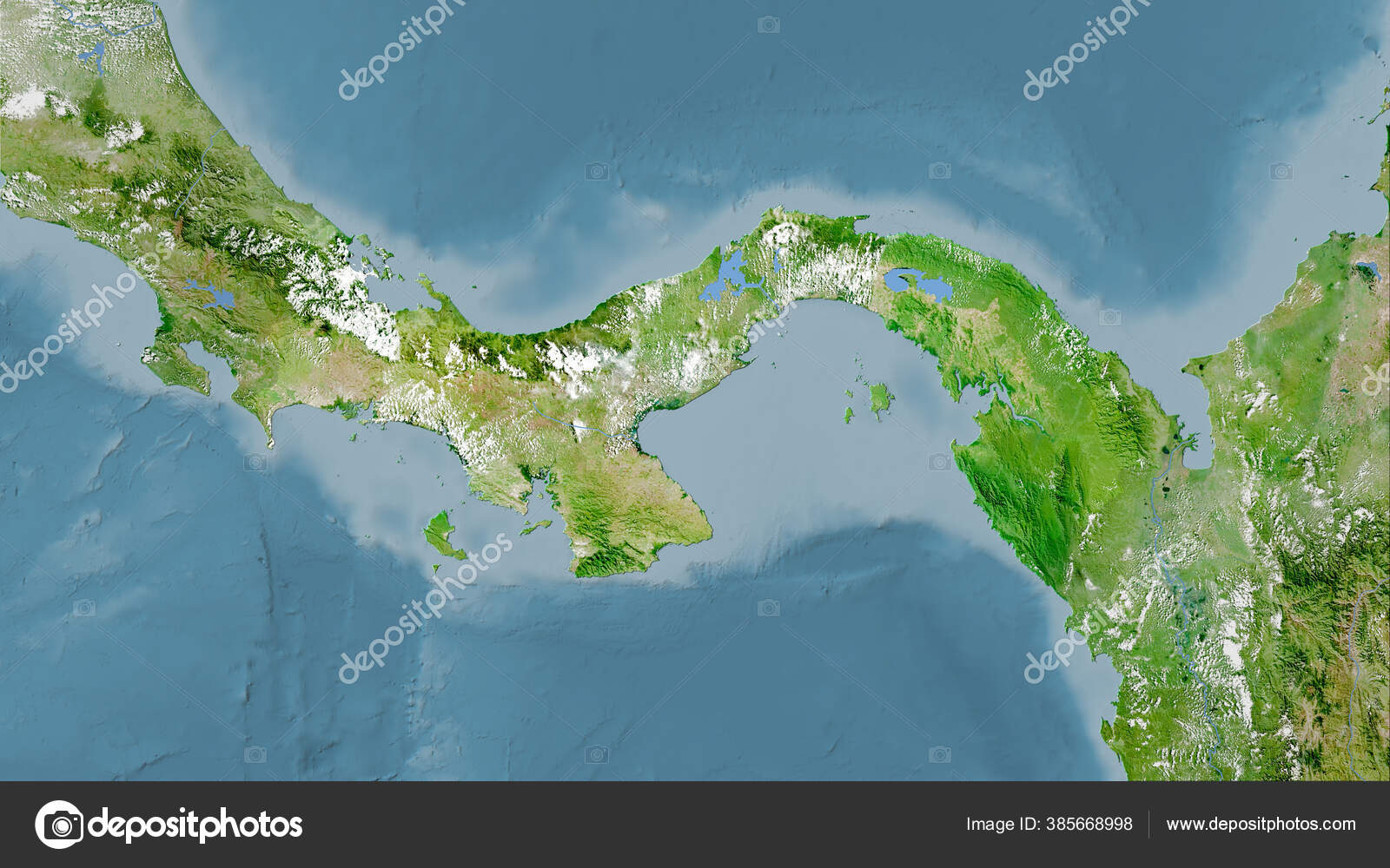 Panama Area Satellite Map Stereographic Projection Raw Composition ...