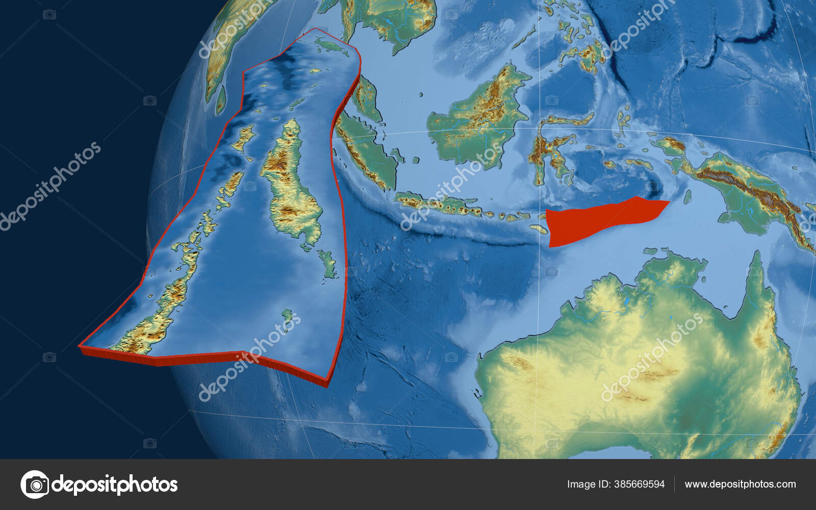 Timor Tectonic Plate Extruded Presented Globe Topographic Relief Map ...