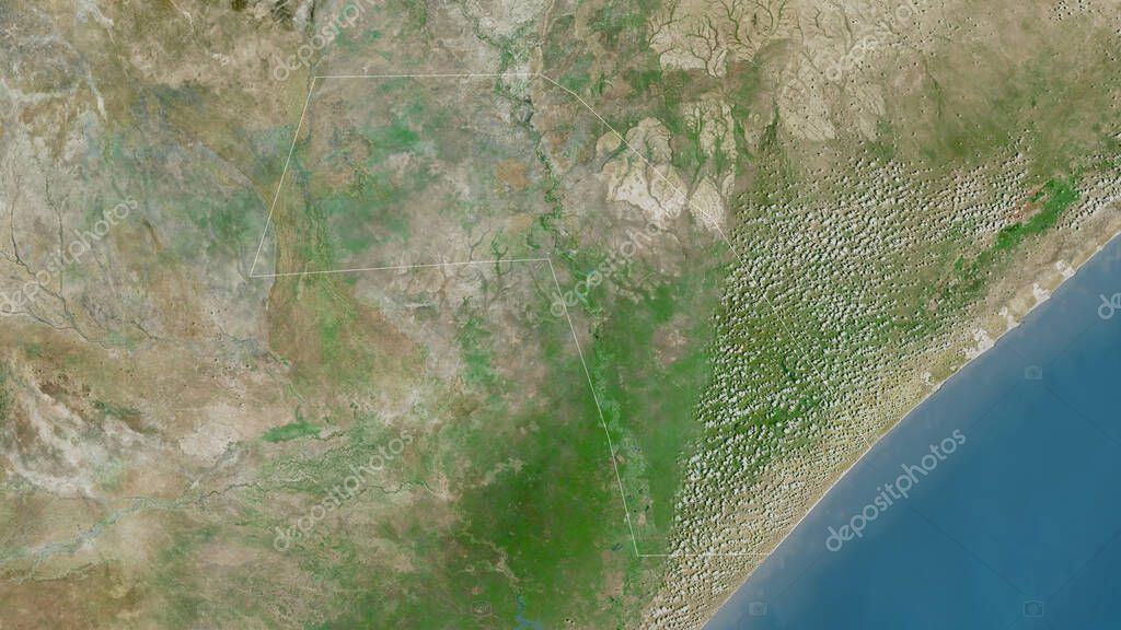 Jubbada Dhexe, región de Somalia. Imágenes de satélite. Forma delineada ...