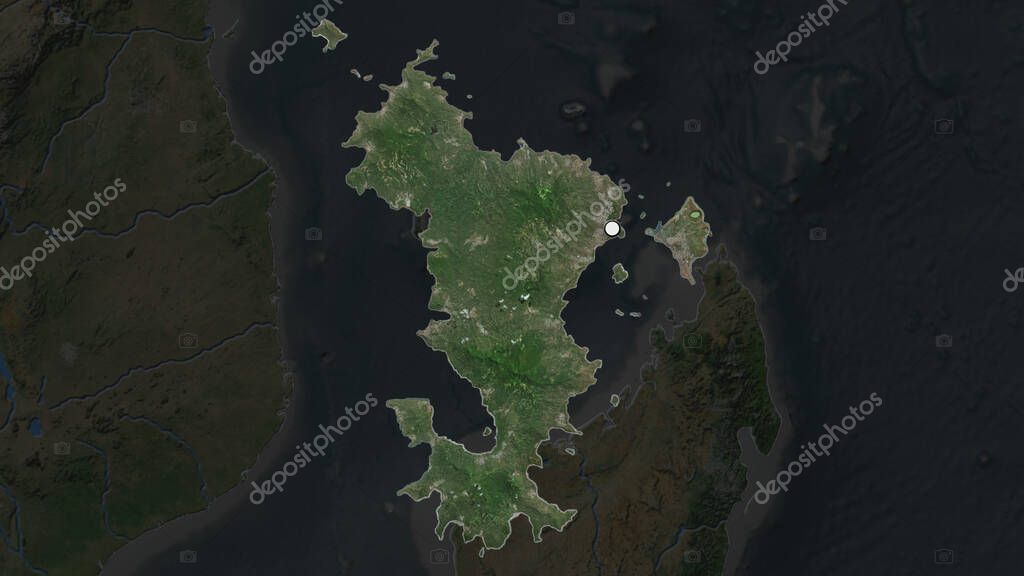 La zona destacada de Mayotte con punto capital en el mapa desaturado de ...