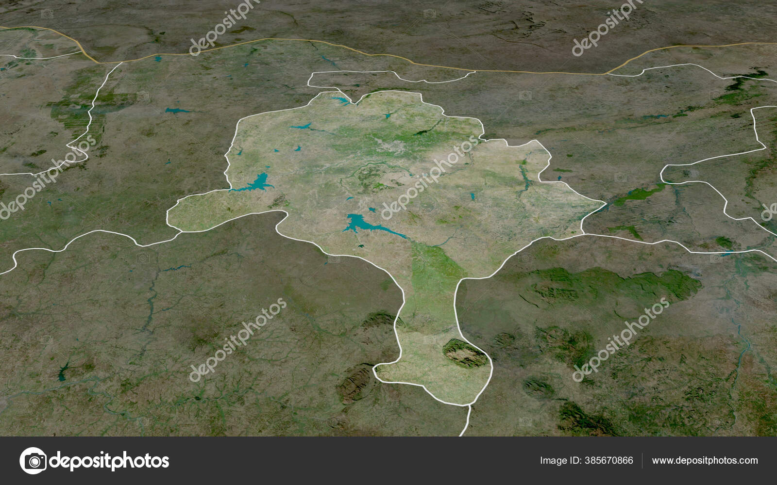 Kano State Nigeria Zoomed Highlighted Satellite Imagery Rendering Stock ...