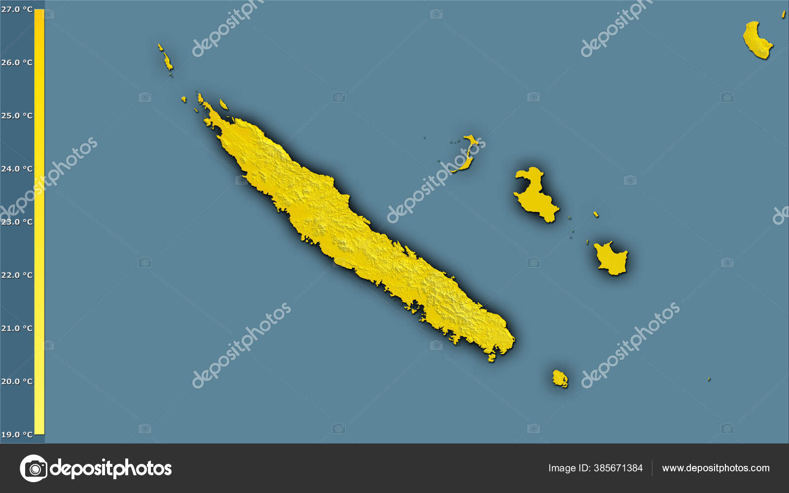 Mean Temperature Warmest Quarter New Caledonia Area Stereographic ...