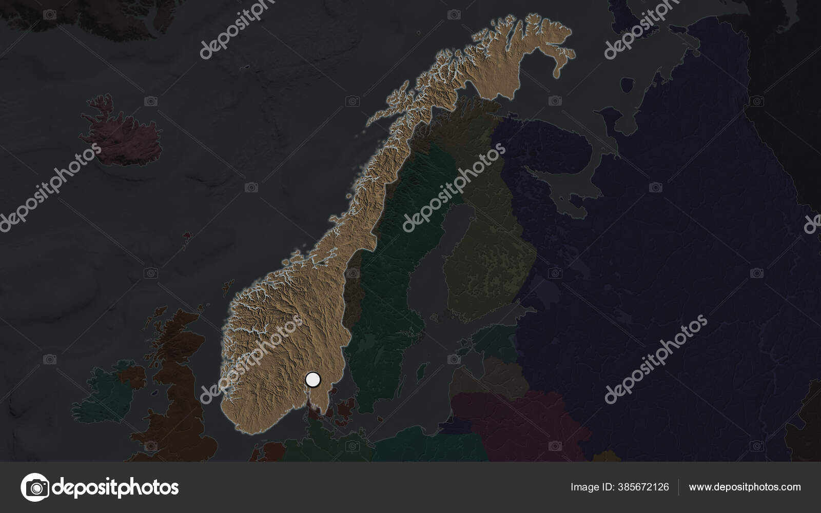 Highlighted Area Norway Capital Point Desaturated Map Its Neighbourhood ...