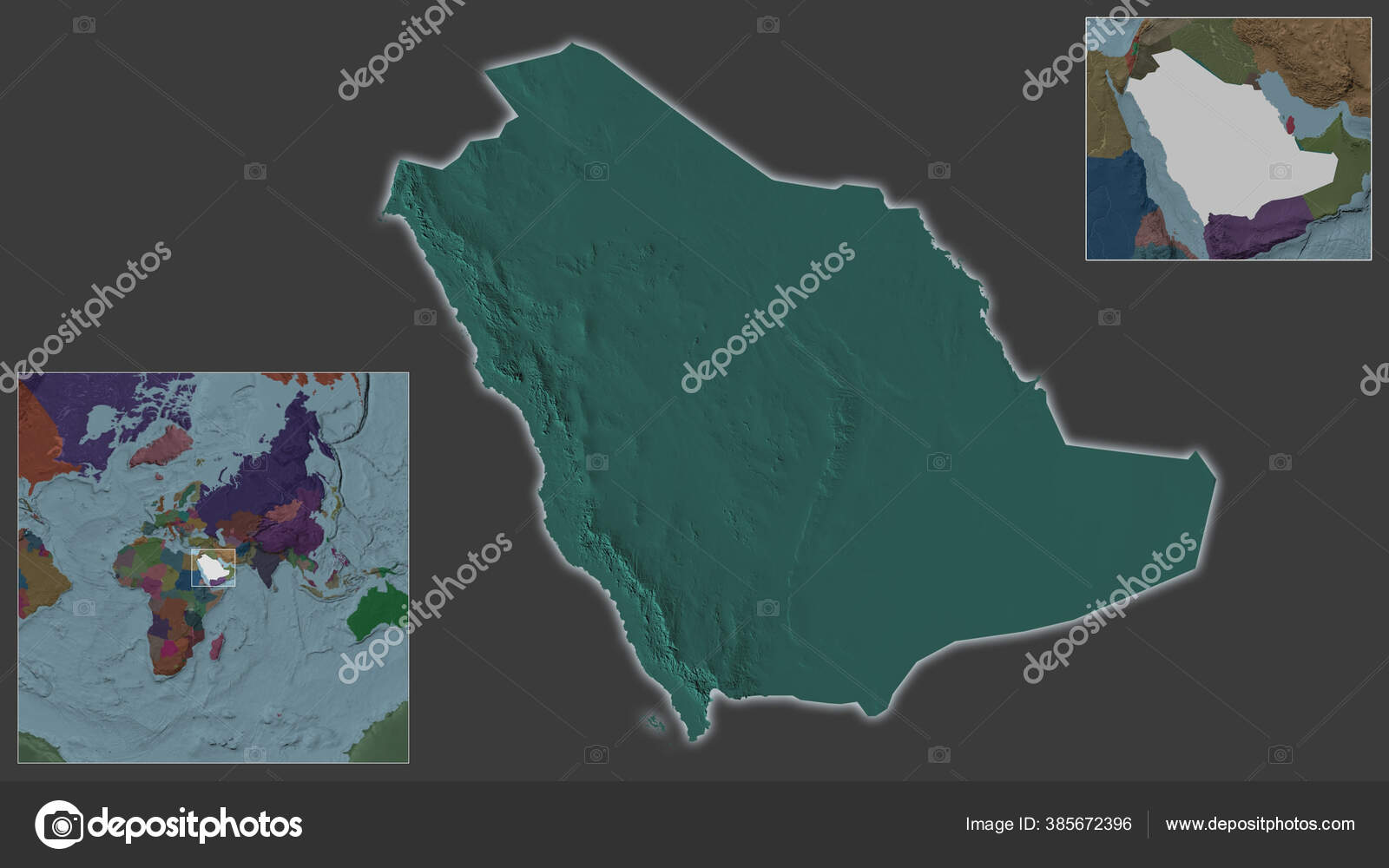Close Saudi Arabia Its Location Region Center Large Scale World Stock ...