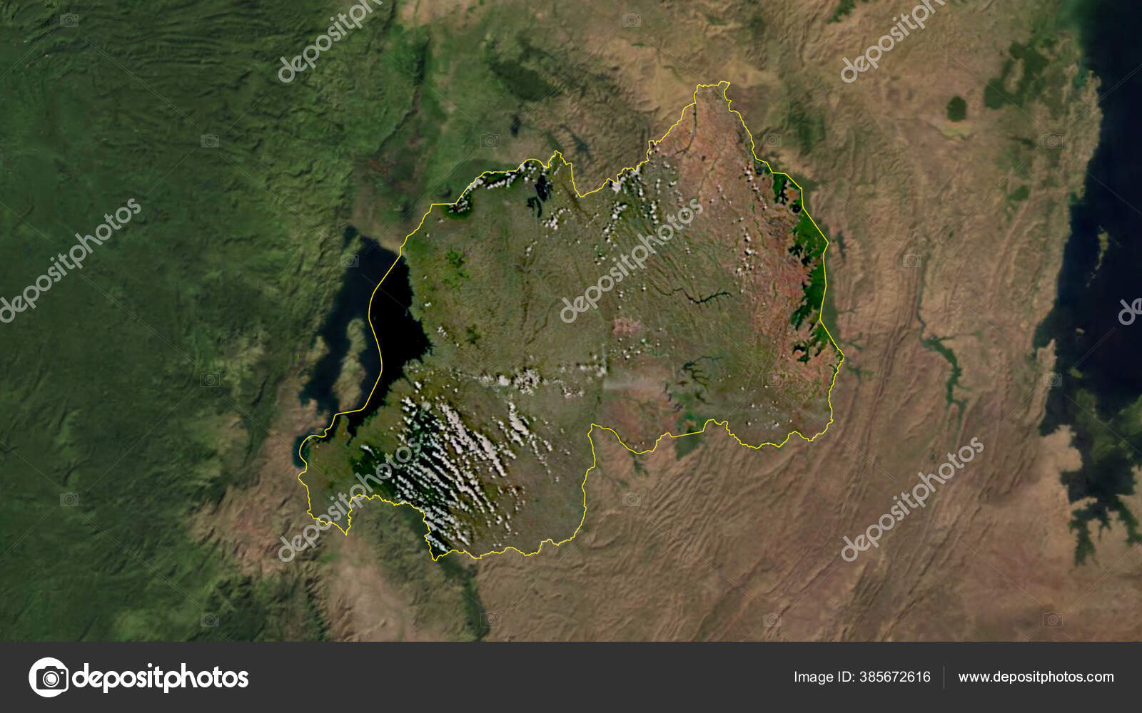 Ruanda Esbozado Imagen Satelital Alta Resolución — Foto de stock ...