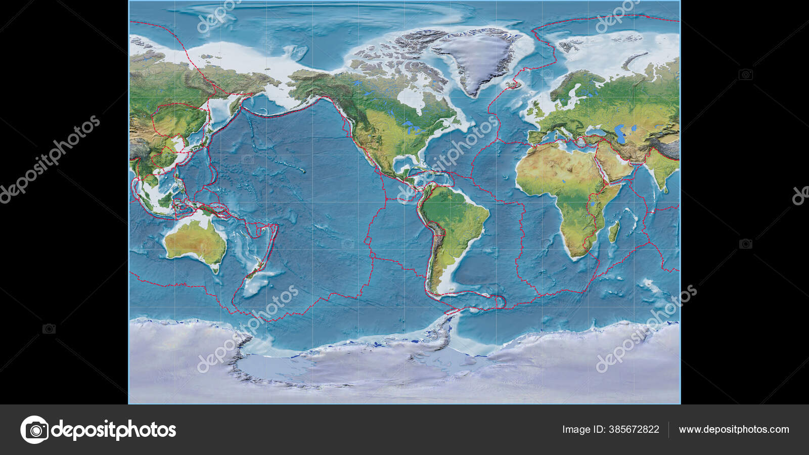 World Map Miller Cylindrical Projection Centered West Longitude Main ...