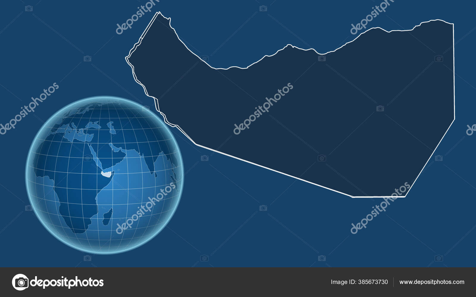 Somaliland Globe Shape Country Zoomed Map Its Outline Isolated Blue ...