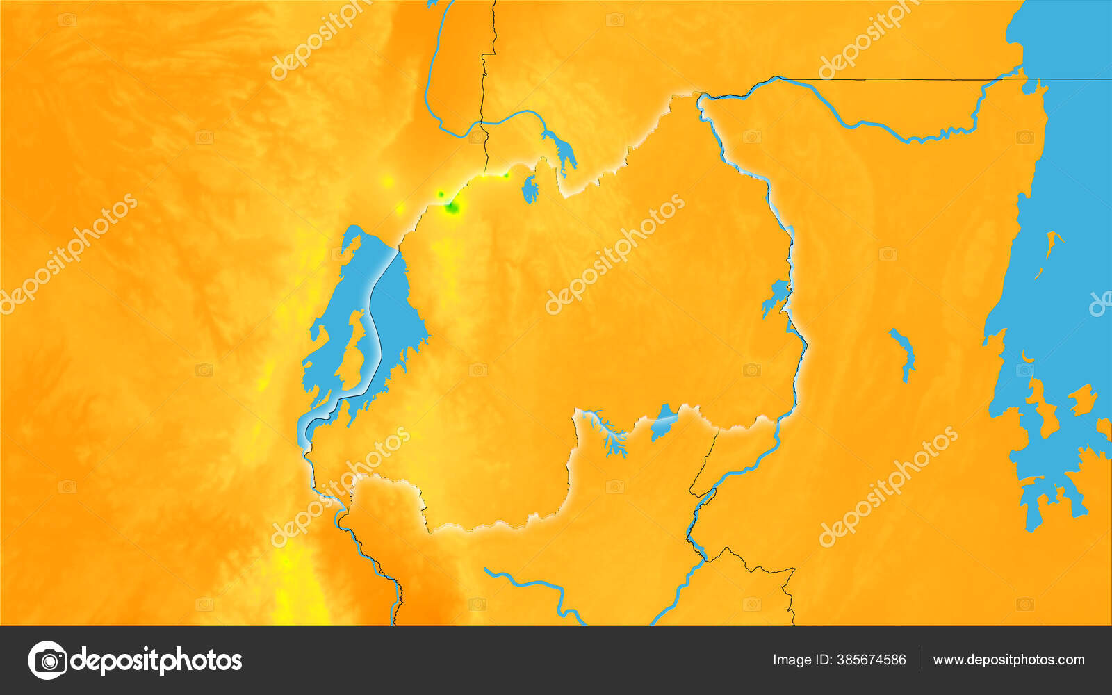 Rwanda Area Annual Temperature Map Stereographic Projection Raw ...