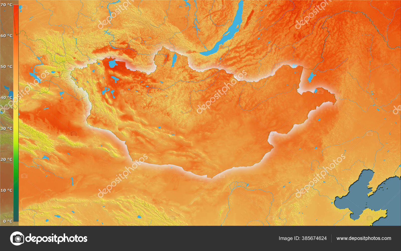 Mean Annual Temperature Variation Mongolia Area Stereographic ...