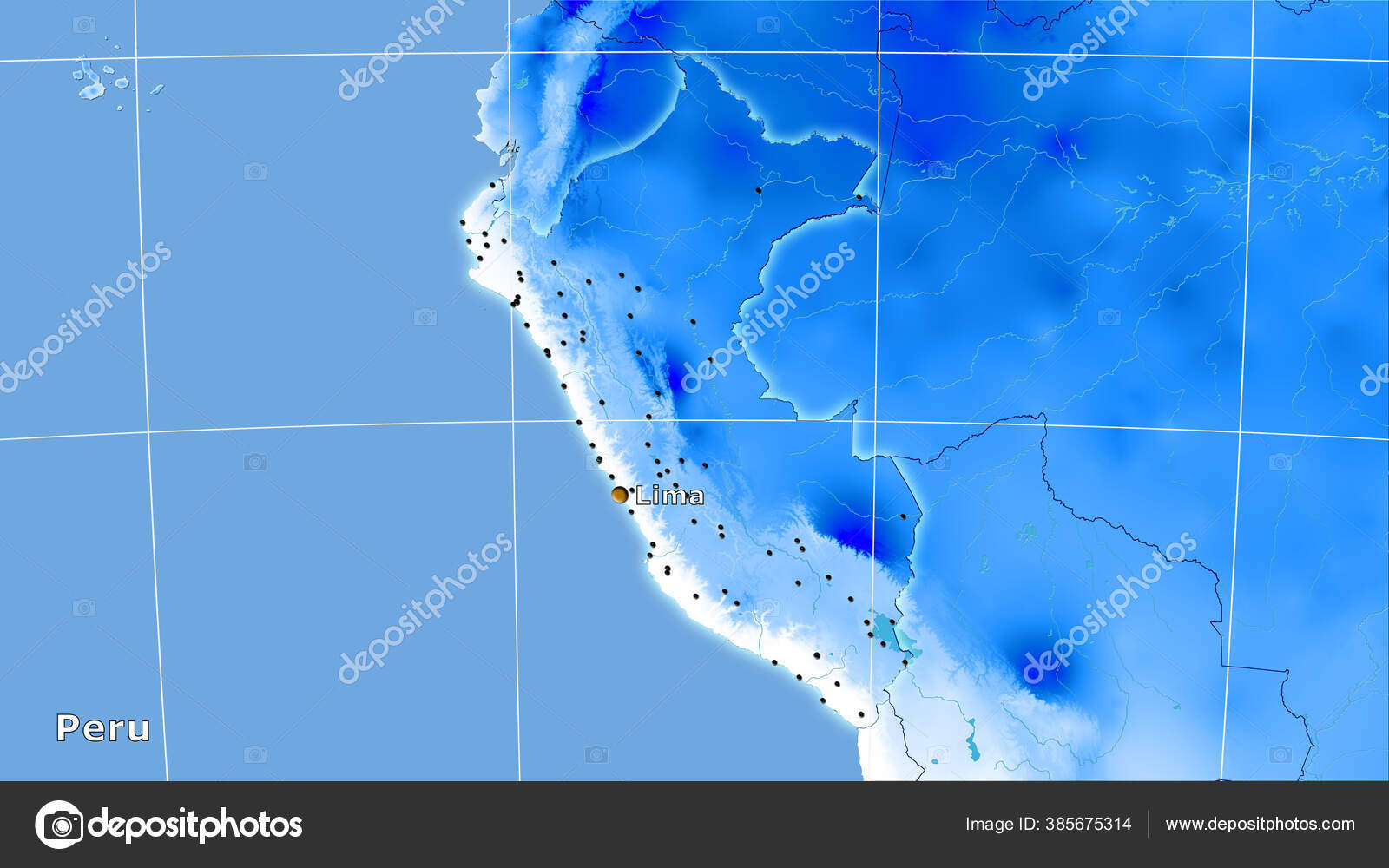Peru Area Annual Precipitation Map Stereographic Projection Main ...