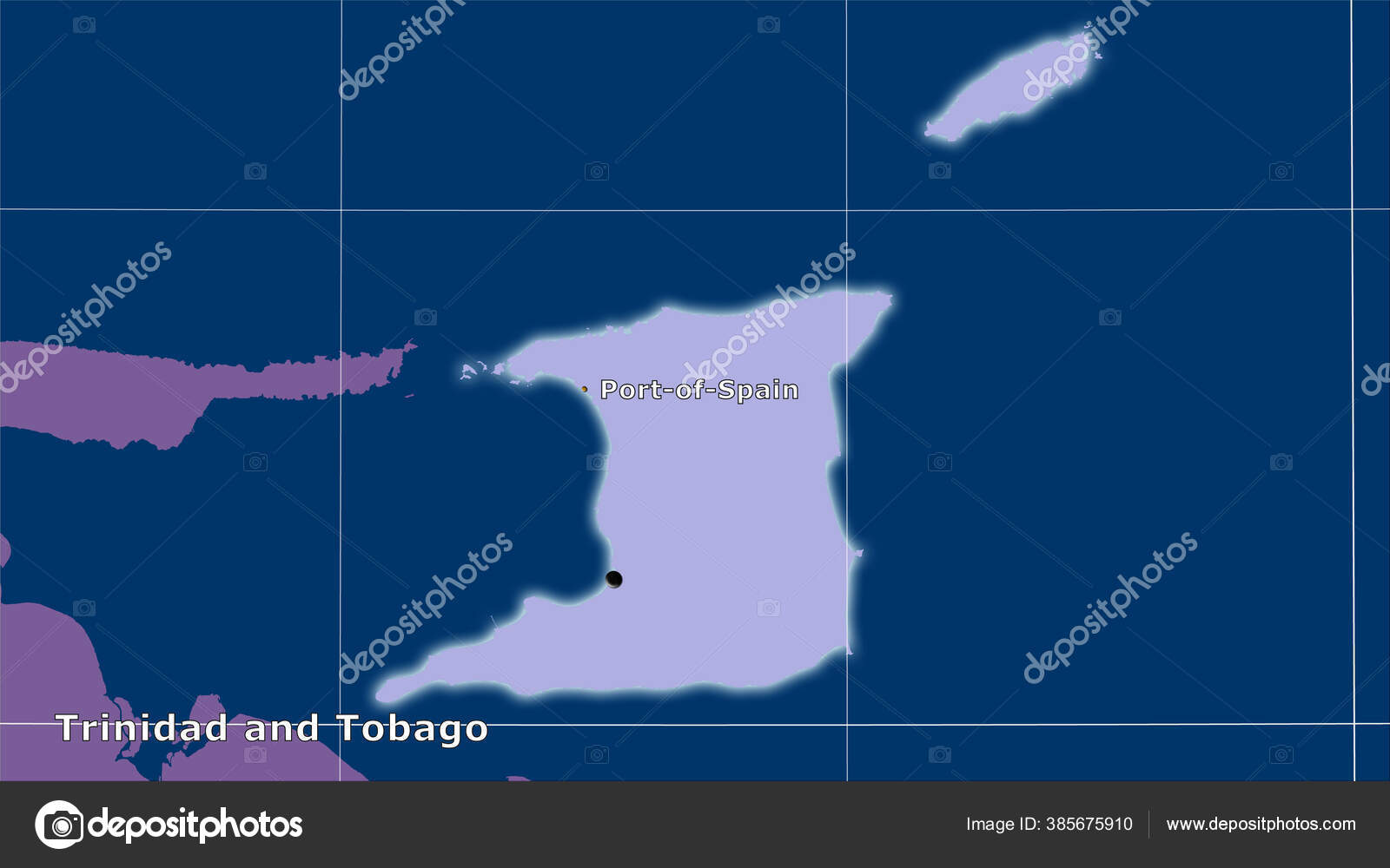 Trinidad Tobago Area Administrative Divisions Map Stereographic ...