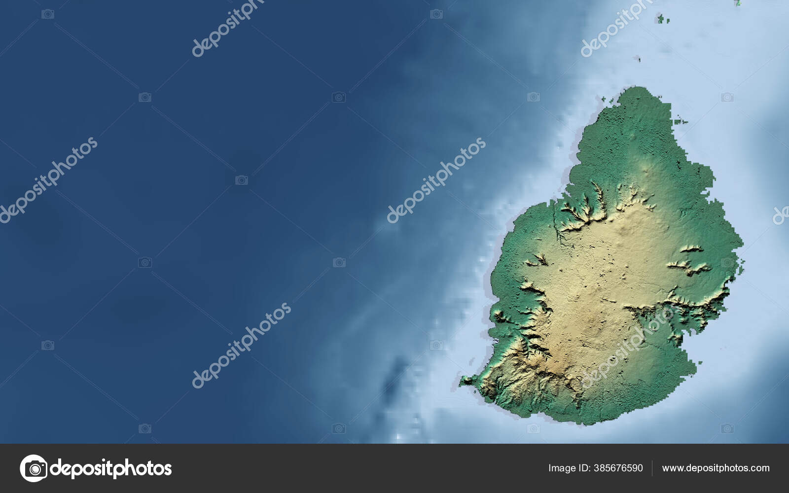 Mauritius Close Perspective Country Outline Topographic Relief Map — Stock Photo © Yarr65 #385676590