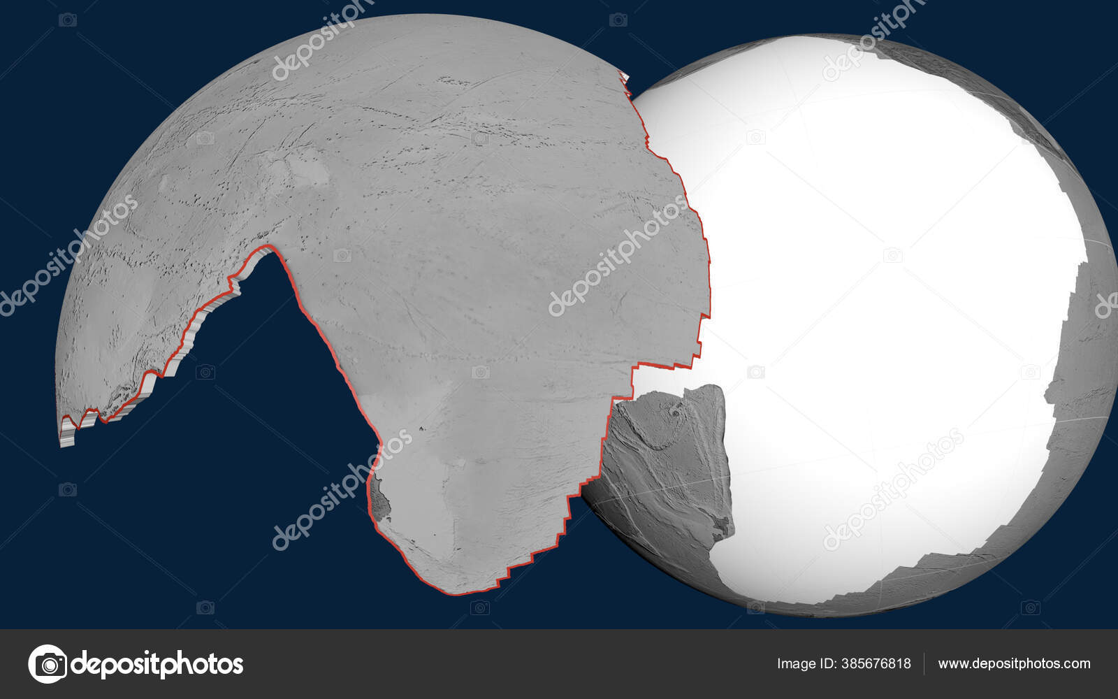 Pacific Tectonic Plate Extruded Presented Globe Grayscale Elevation Map ...