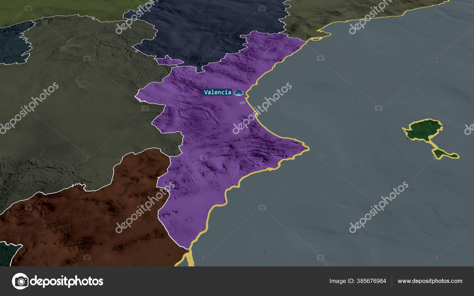Comunidad Valenciana Autonomous Community Spain Zoomed Highlighted ...