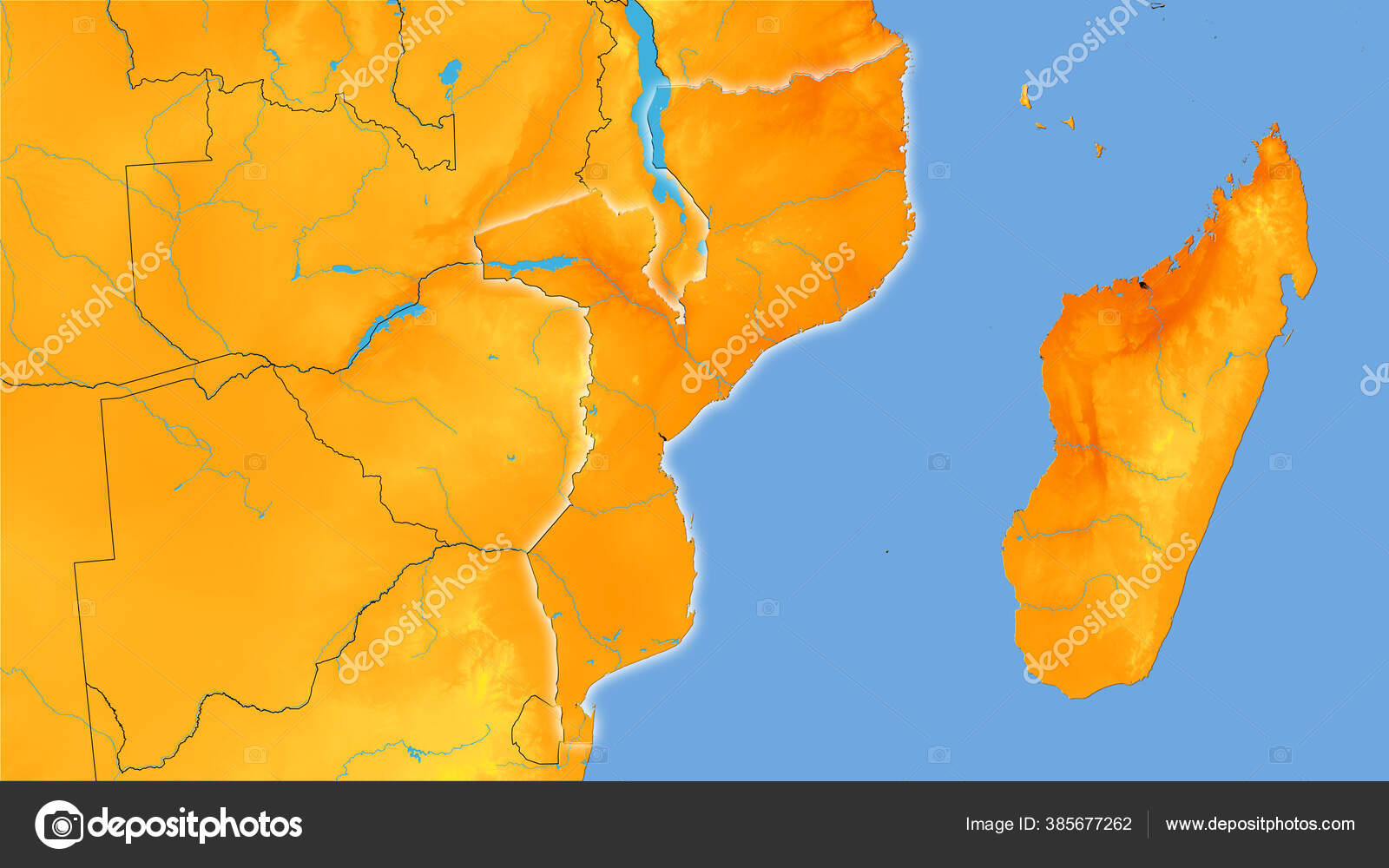 Mozambique Area Annual Temperature Map Stereographic Projection Raw ...