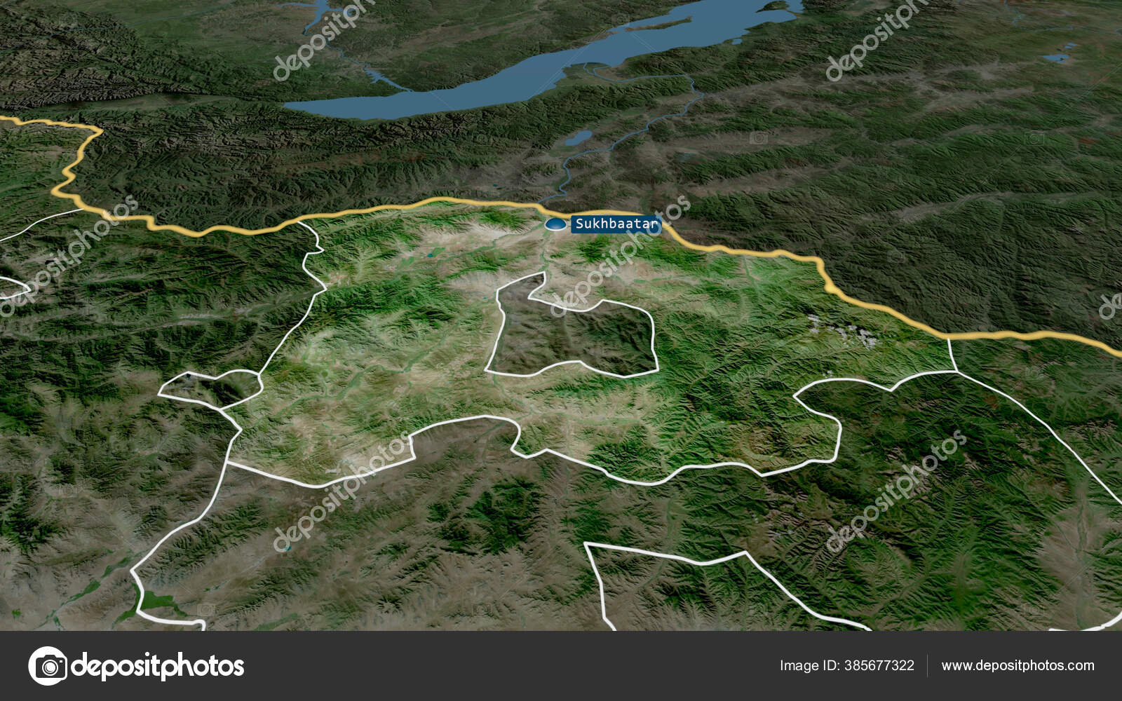 Selenge Province Mongolia Zoomed Highlighted Capital Satellite Imagery ...