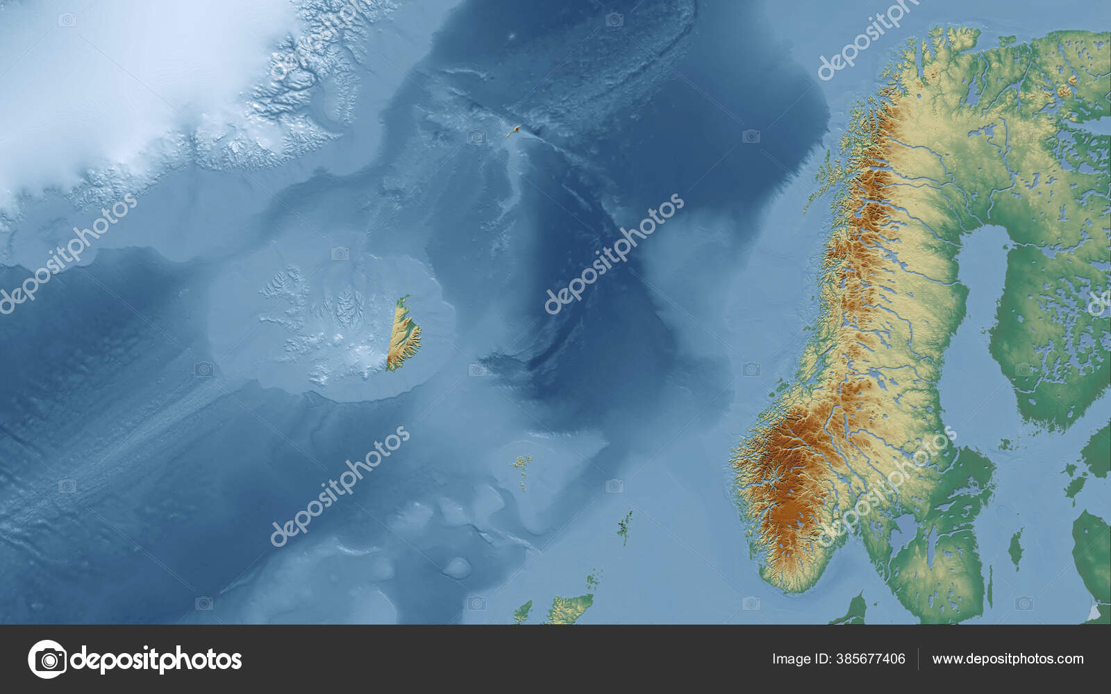 Norway Close Perspective Country Outline Topographic Relief Map — Stock ...