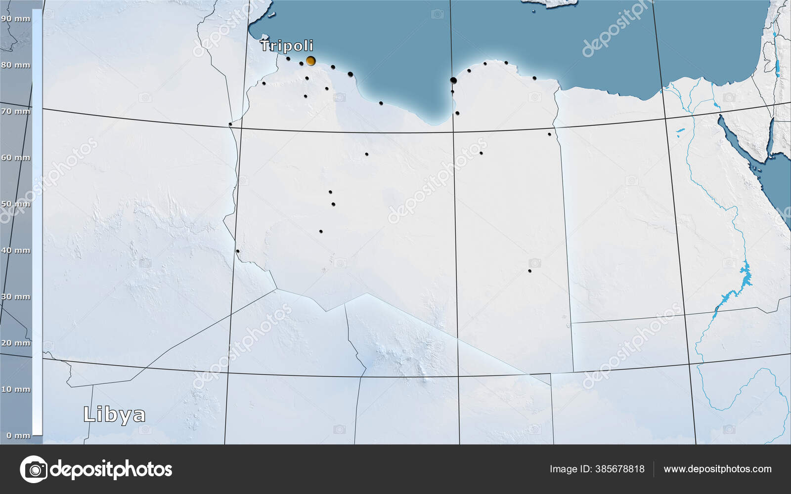Precipitation Warmest Quarter Libya Area Stereographic Projection ...