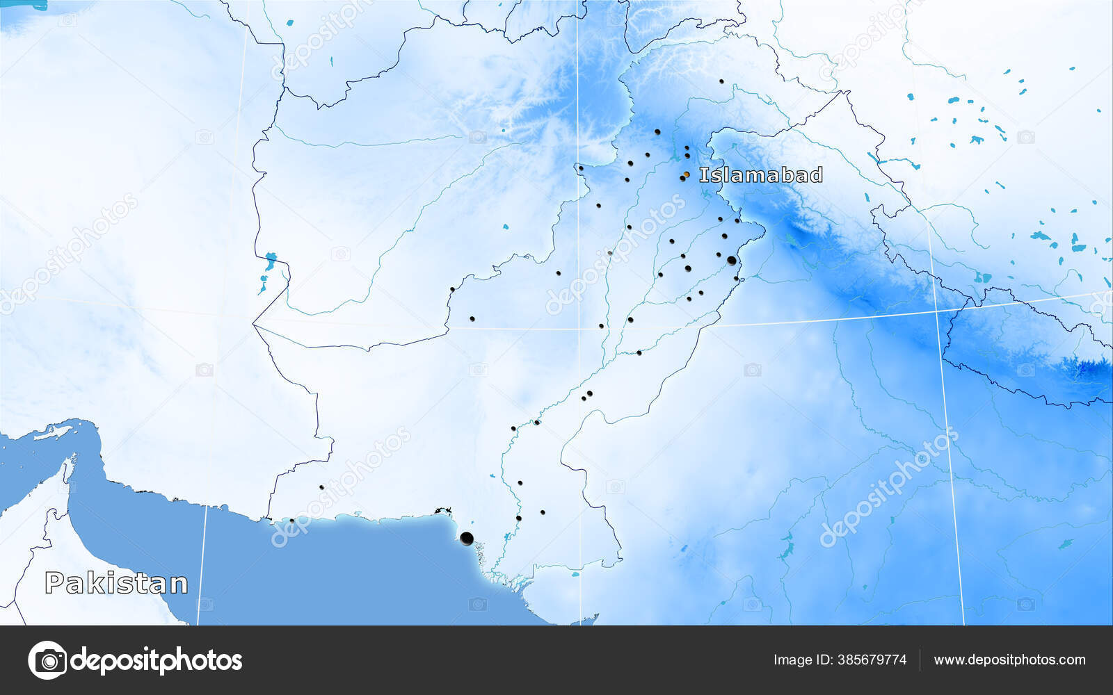 Pakistan Area Annual Precipitation Map Stereographic Projection Main ...