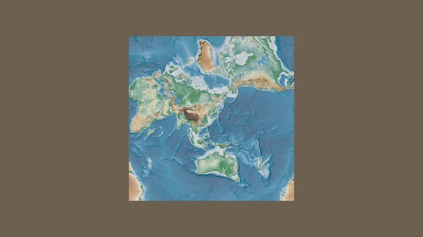 Square frame of the large-scale map of the world in an oblique Van der ...