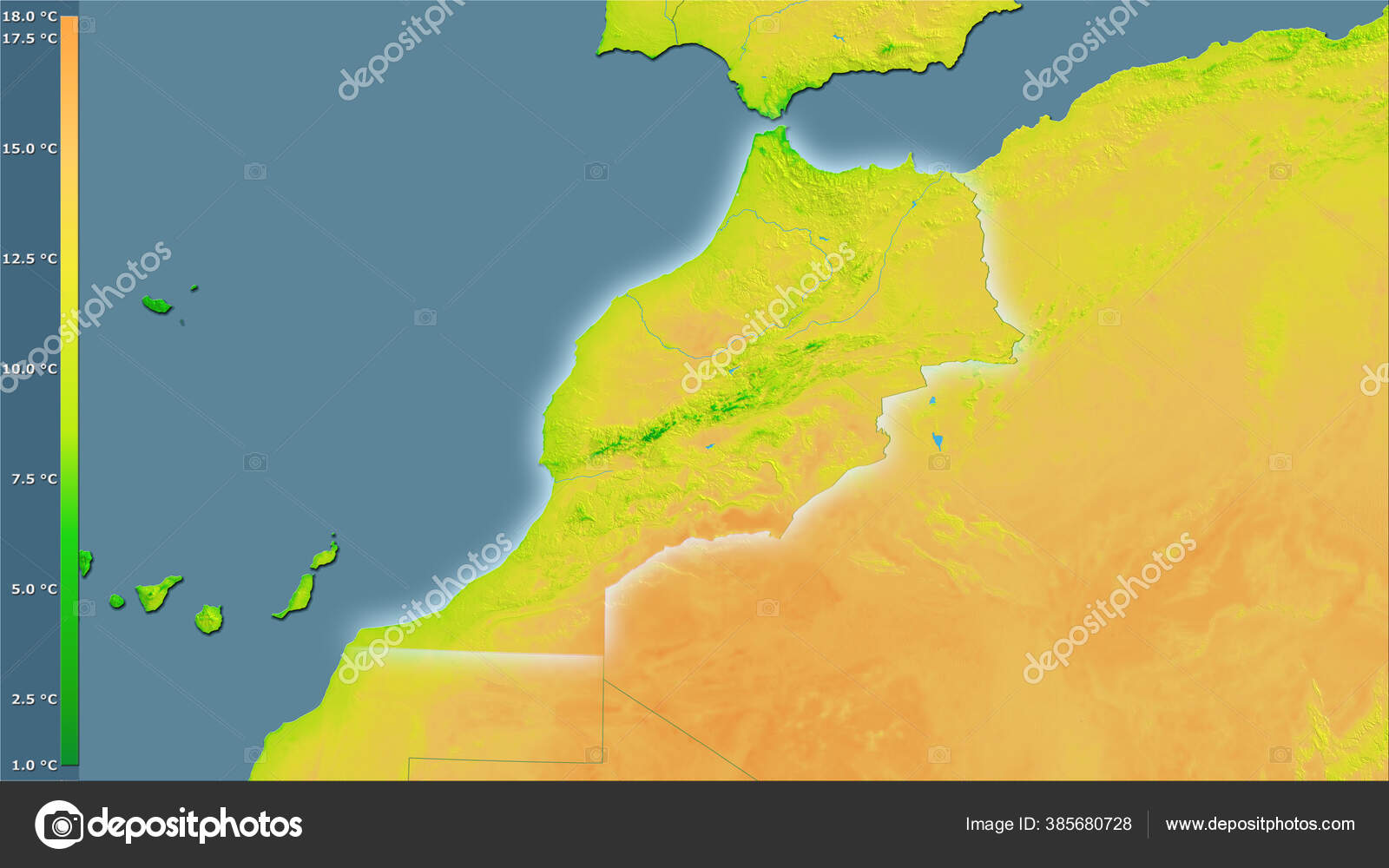 Mean Diurnal Temperature Variation Morocco Area Stereographic ...