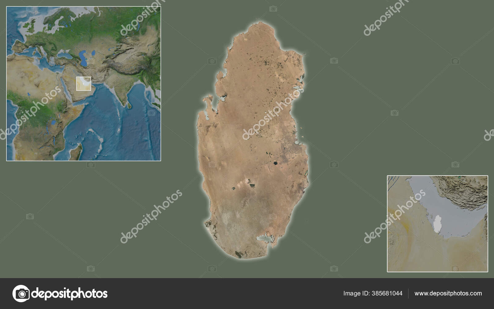 Close Qatar Its Location Region Center Large Scale World Map — Stock ...