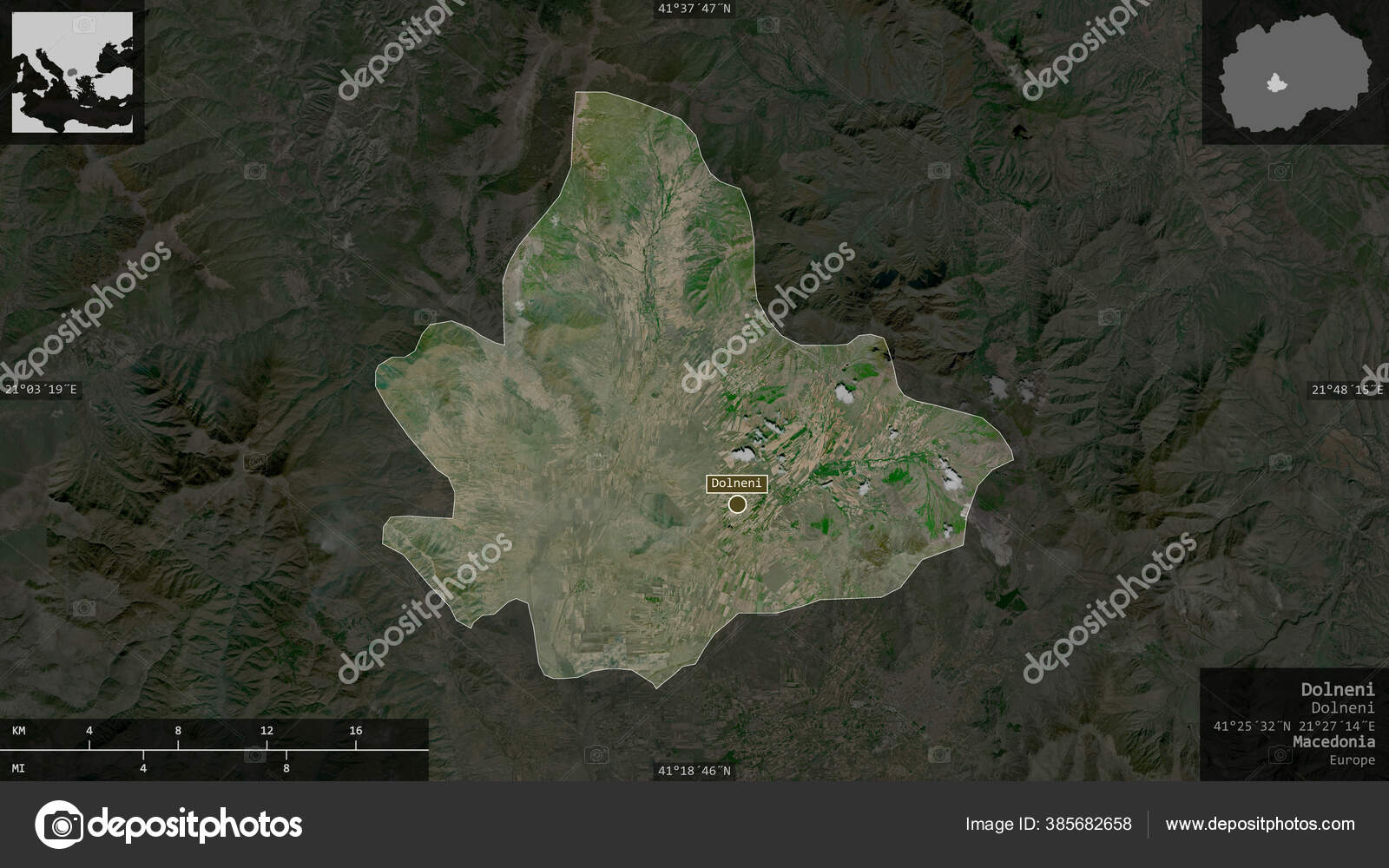 Dolneni Municipality Macedonia Satellite Imagery Shape Presented Its ...