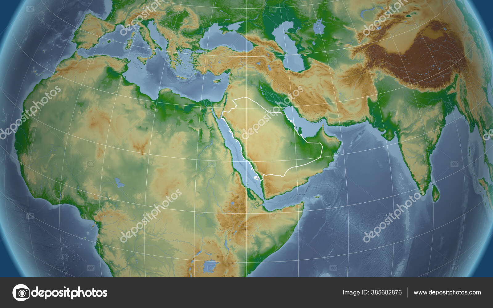 Saudi Arabia Physical Map Blank