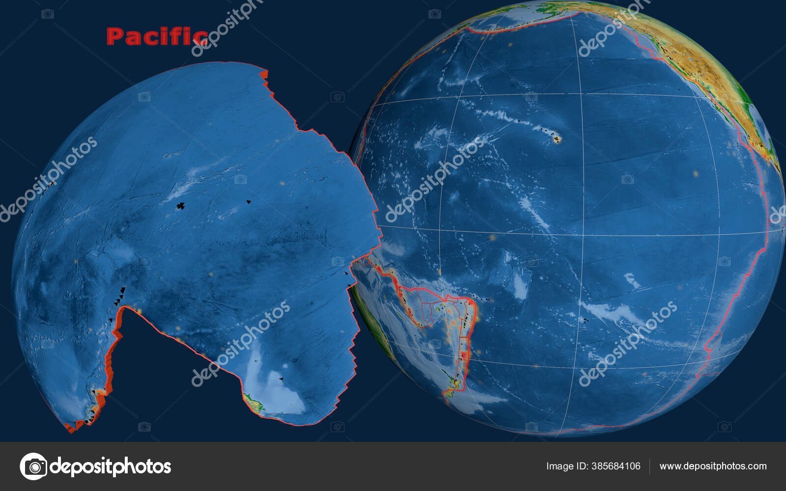 Pacific Tectonic Plate Described Extruded Presented Globe Color ...