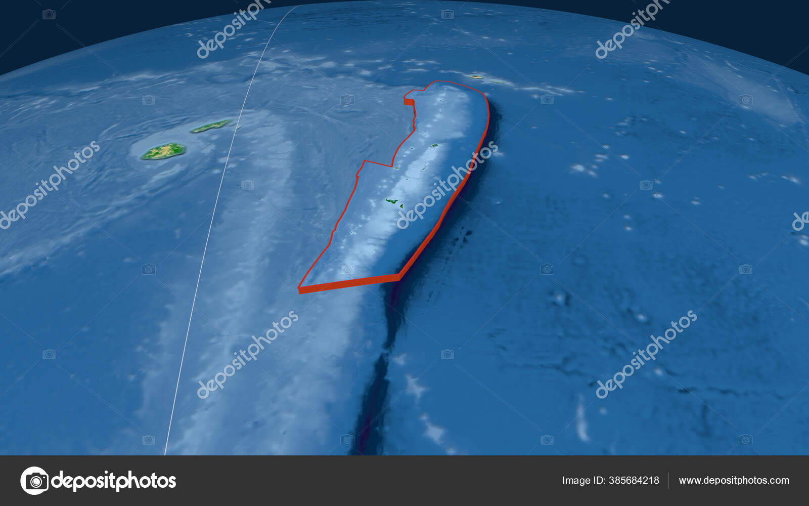 Tonga Tectonic Plate Extruded Globe Color Physical Map Rendering Stock ...