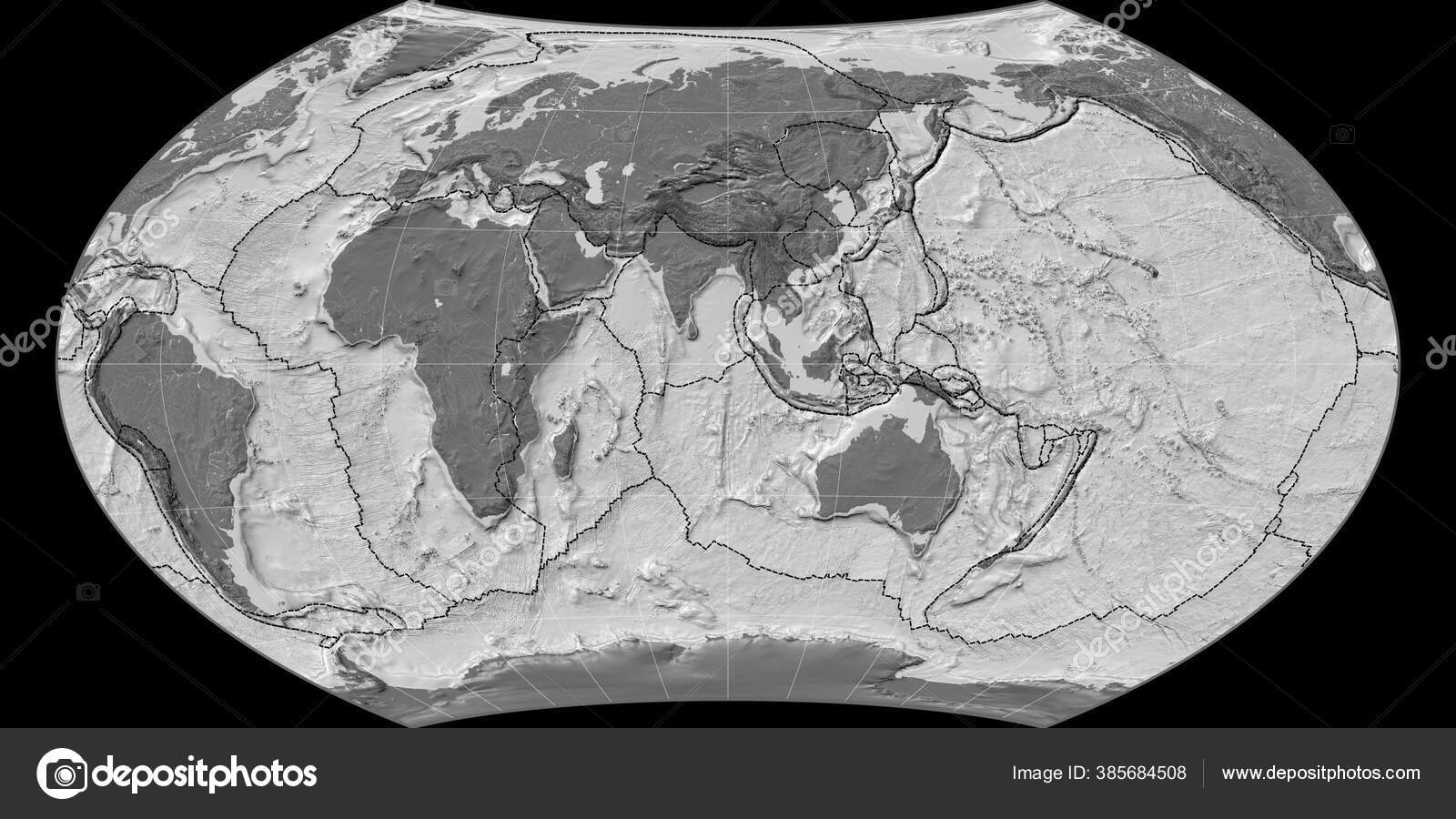 World Map Wagner Viii Projection Centered East Longitude Bilevel ...