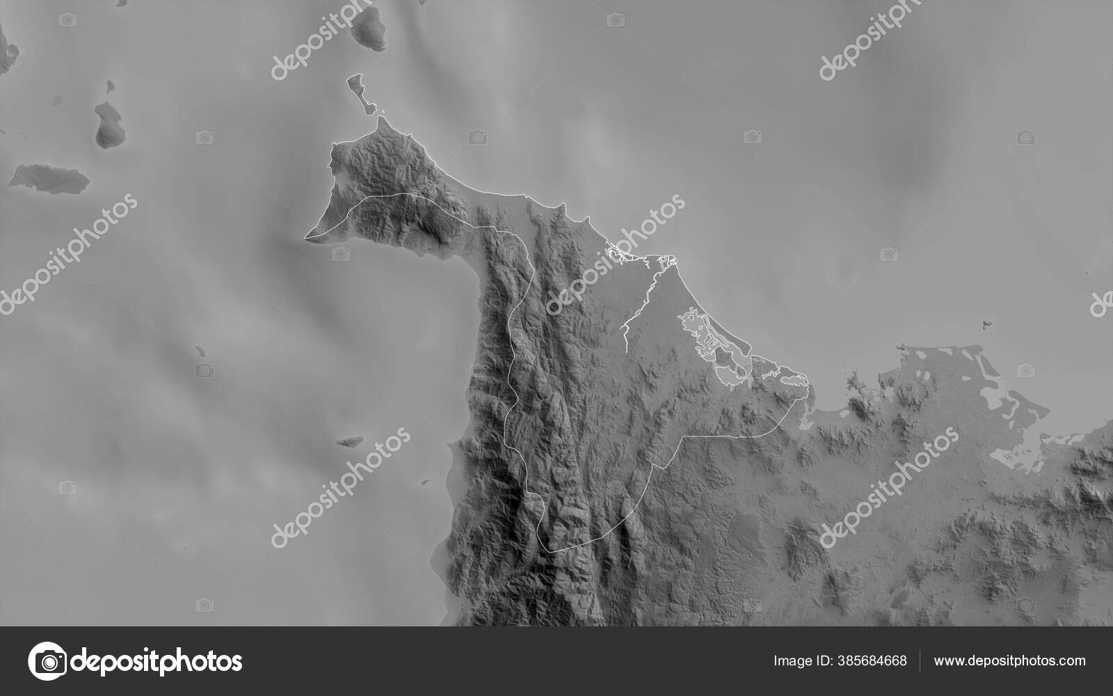 Aklan Province Philippines Grayscaled Map Lakes Rivers Shape Outlined ...
