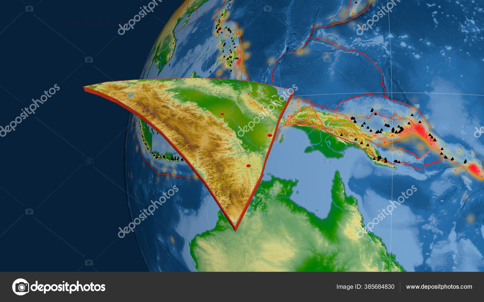 Maoke Tectonic Plate Extruded Presented Globe Color Physical Map ...