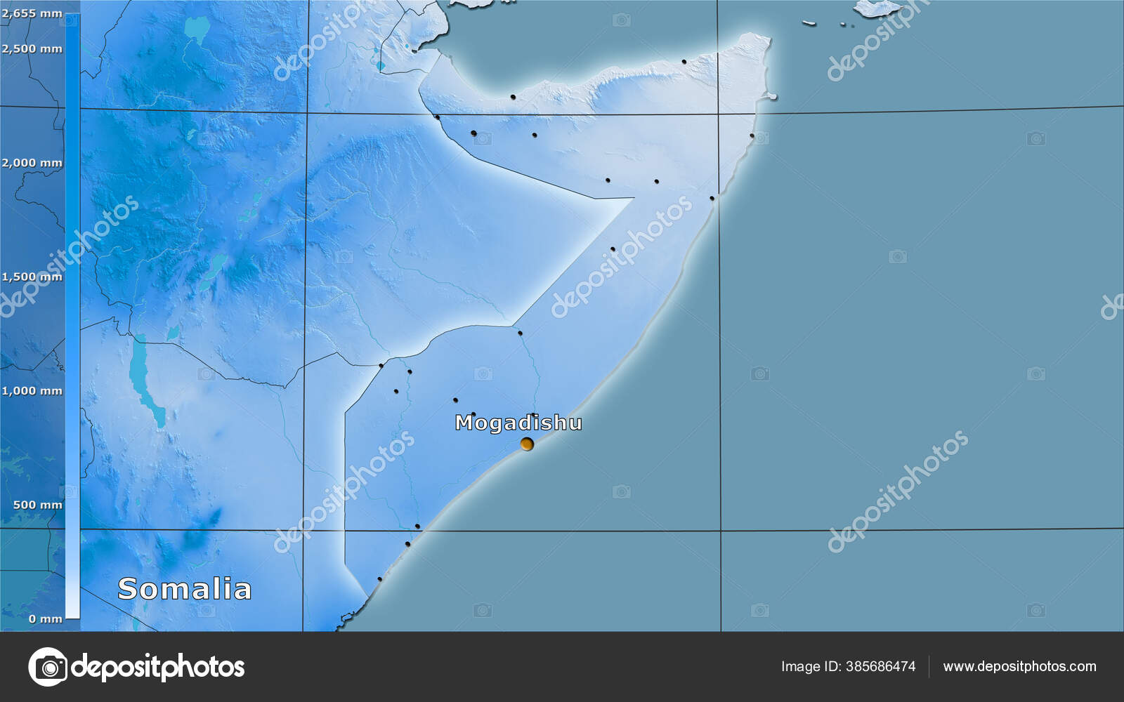 Annual Precipitation Somalia Area Stereographic Projection Legend Main ...