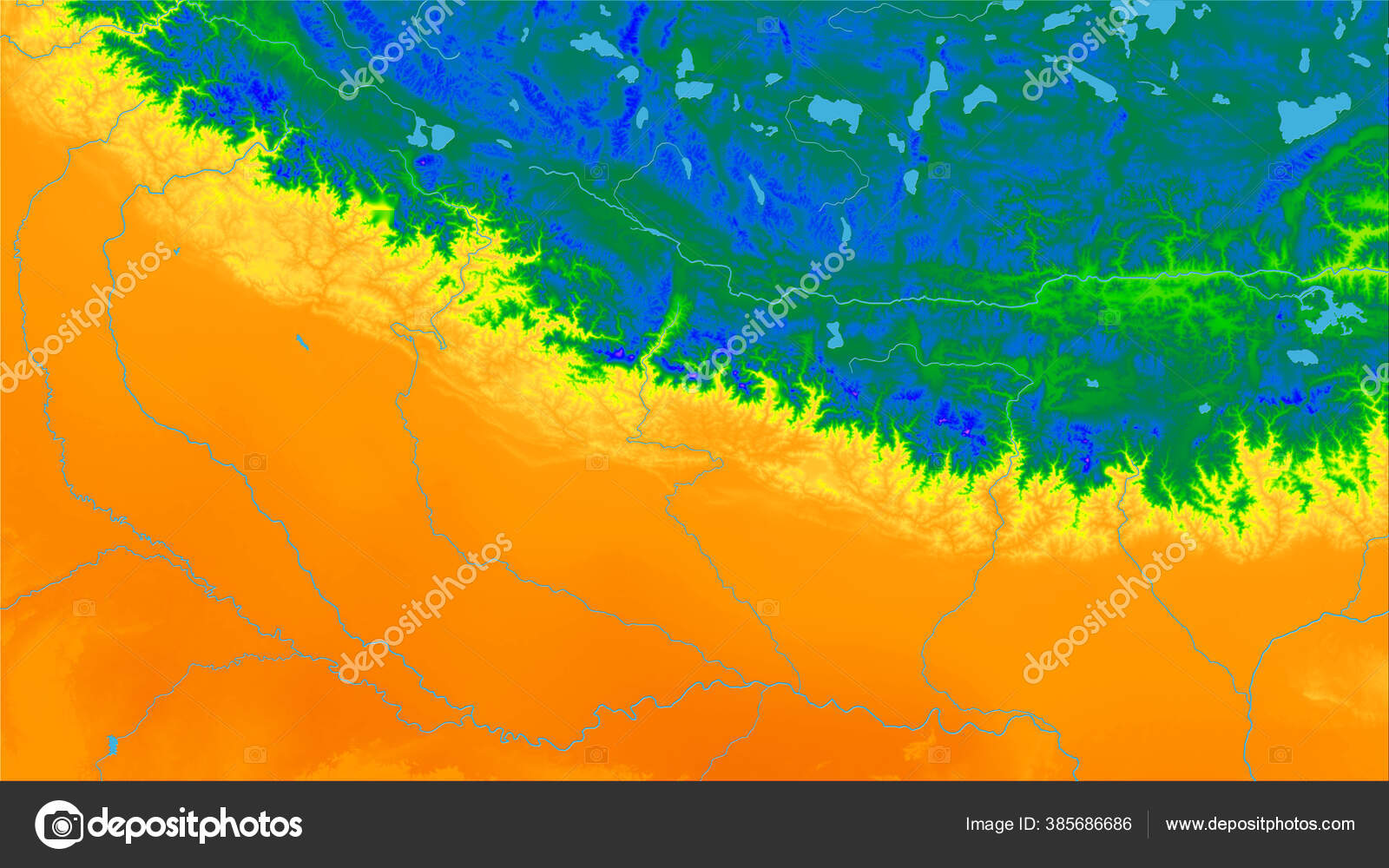 Nepal Area Annual Temperature Map Stereographic Projection Raw ...