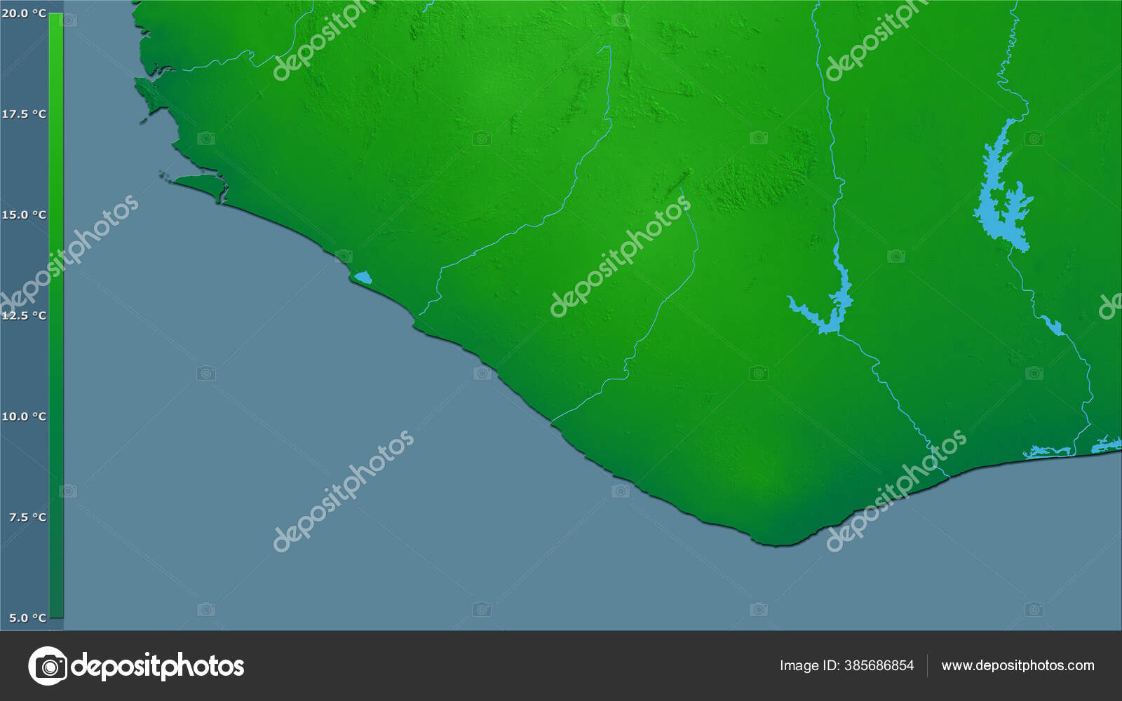 Mean Annual Temperature Variation Liberia Area Stereographic Projection ...
