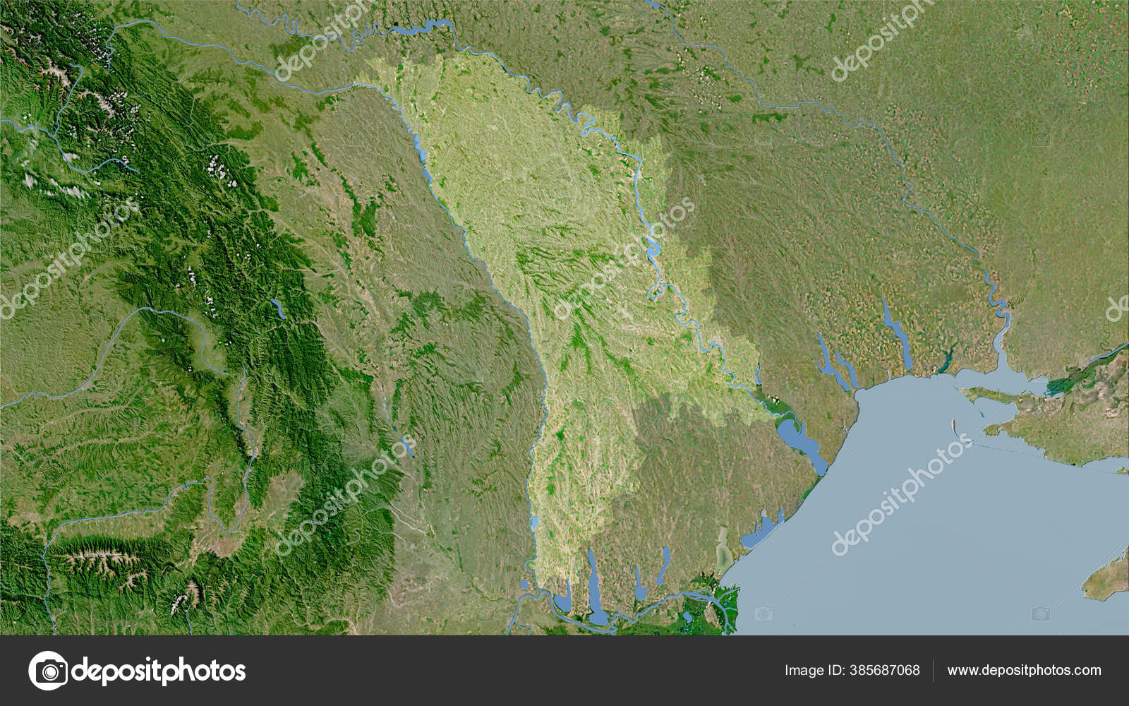 Moldova Area Satellite Map Stereographic Projection Raw Composition ...