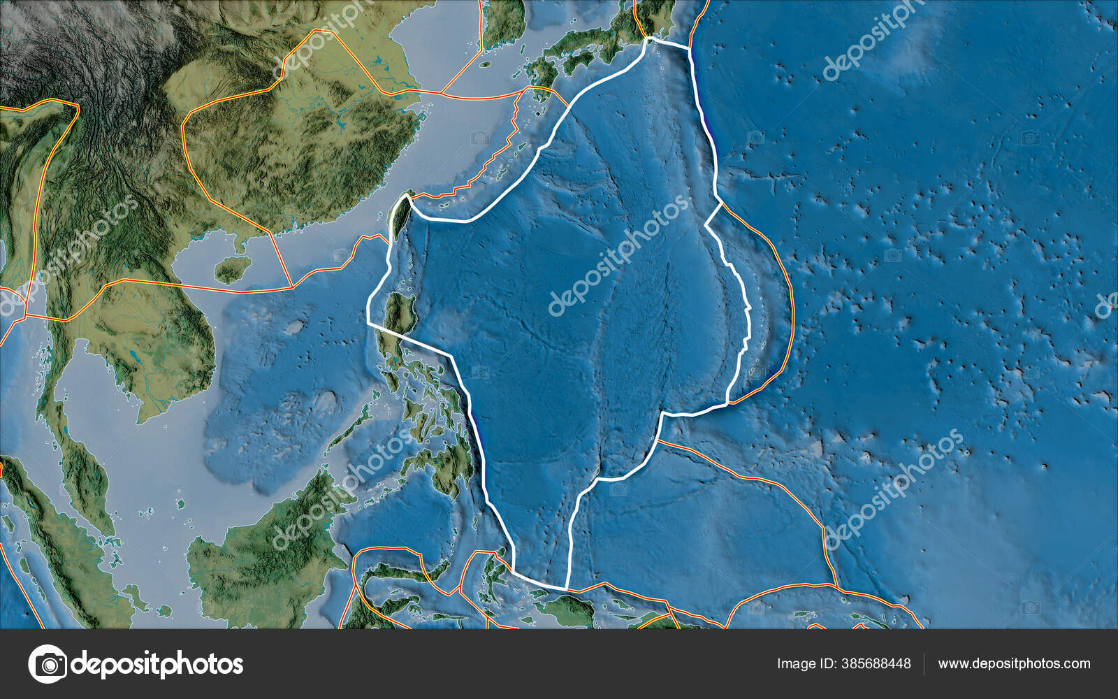 Outlined Philippine Sea Tectonic Plate Borders Adjacent Plates ...