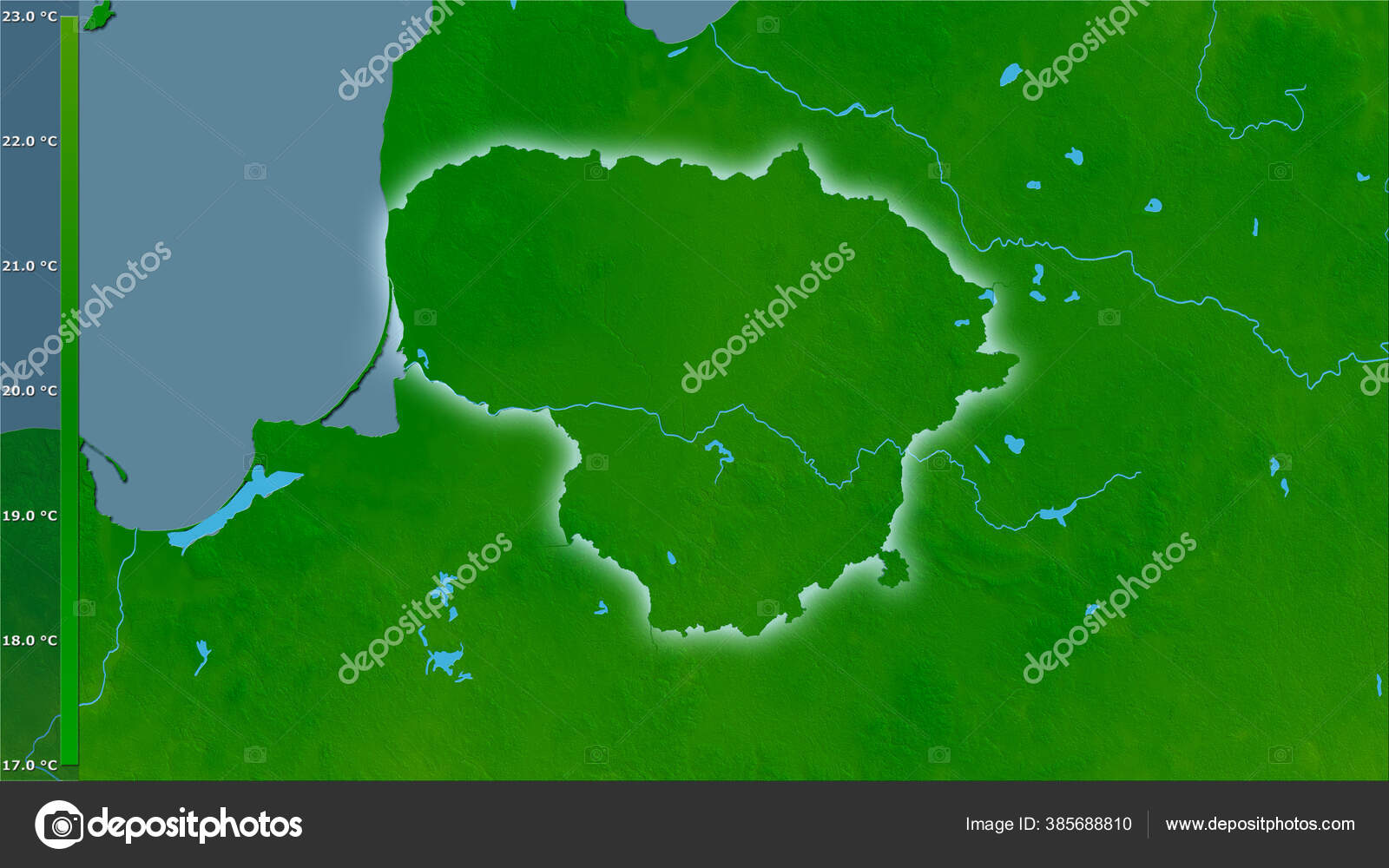 Maximum Temperature Warmest Month Lithuania Area Stereographic ...