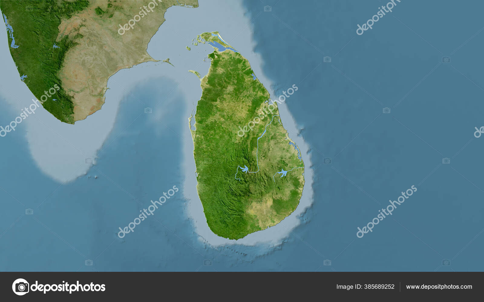 Sri Lanka Area Satellite Map Stereographic Projection Raw Composition ...