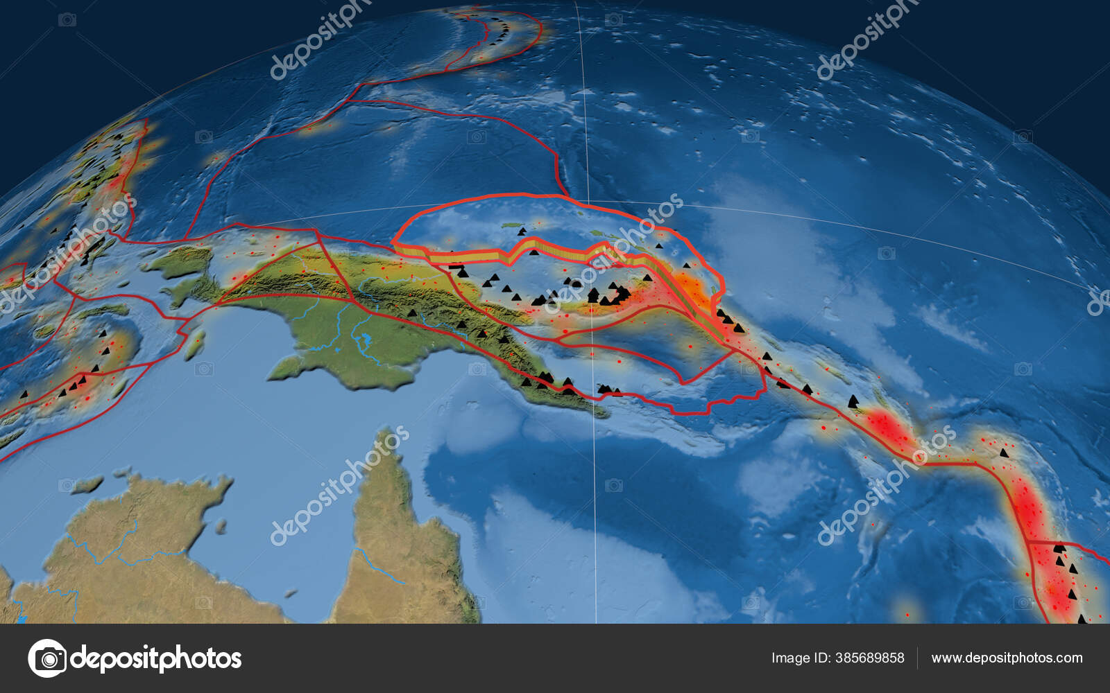 North Bismarck Tectonic Plate Extruded Globe Satellite Imagery ...