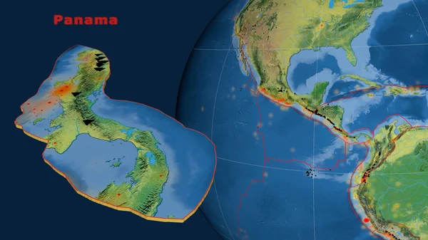 Cocos Tectonic Plate Described Extruded Presented Globe Topographic ...