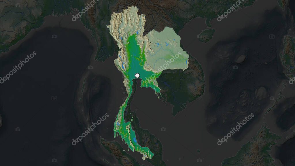 Fotos de Zona Destacada Tailandia Con Punto Capital Mapa Desaturado ...