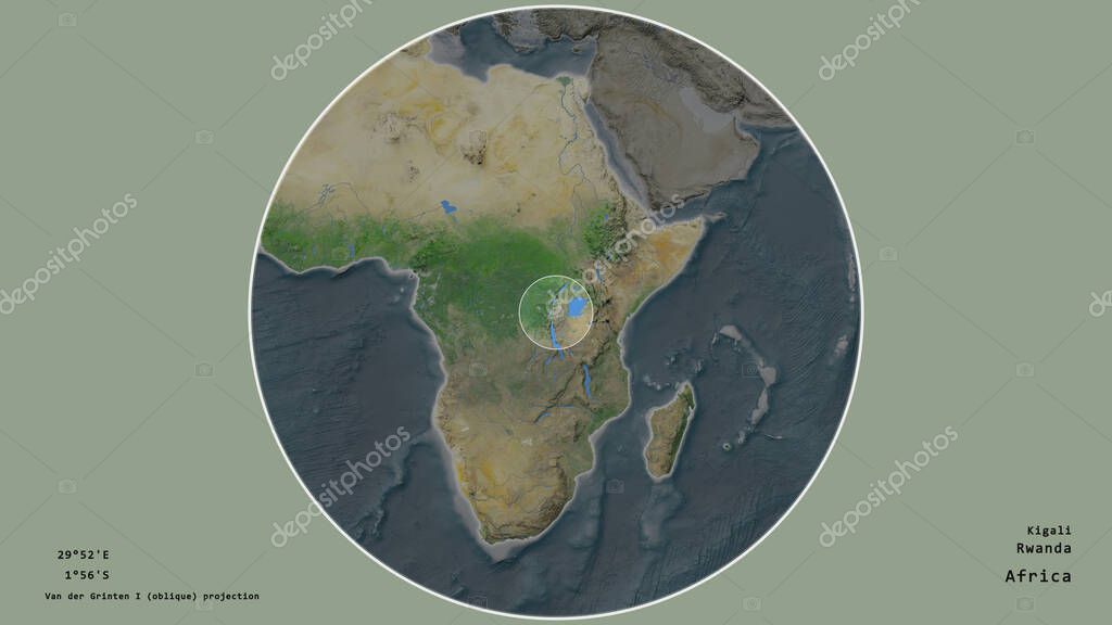 Zona de Ruanda marcada con un círculo en el mapa a gran escala del ...