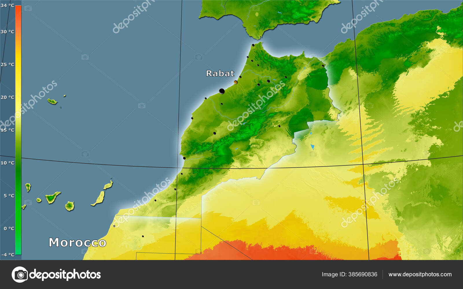 Mean Temperature Warmest Quarter Morocco Area Stereographic Projection ...