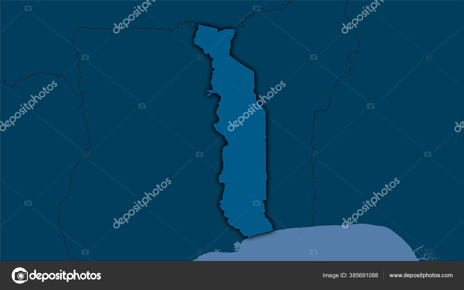 Togo Area Solid Map Stereographic Projection Raw Composition Raster ...
