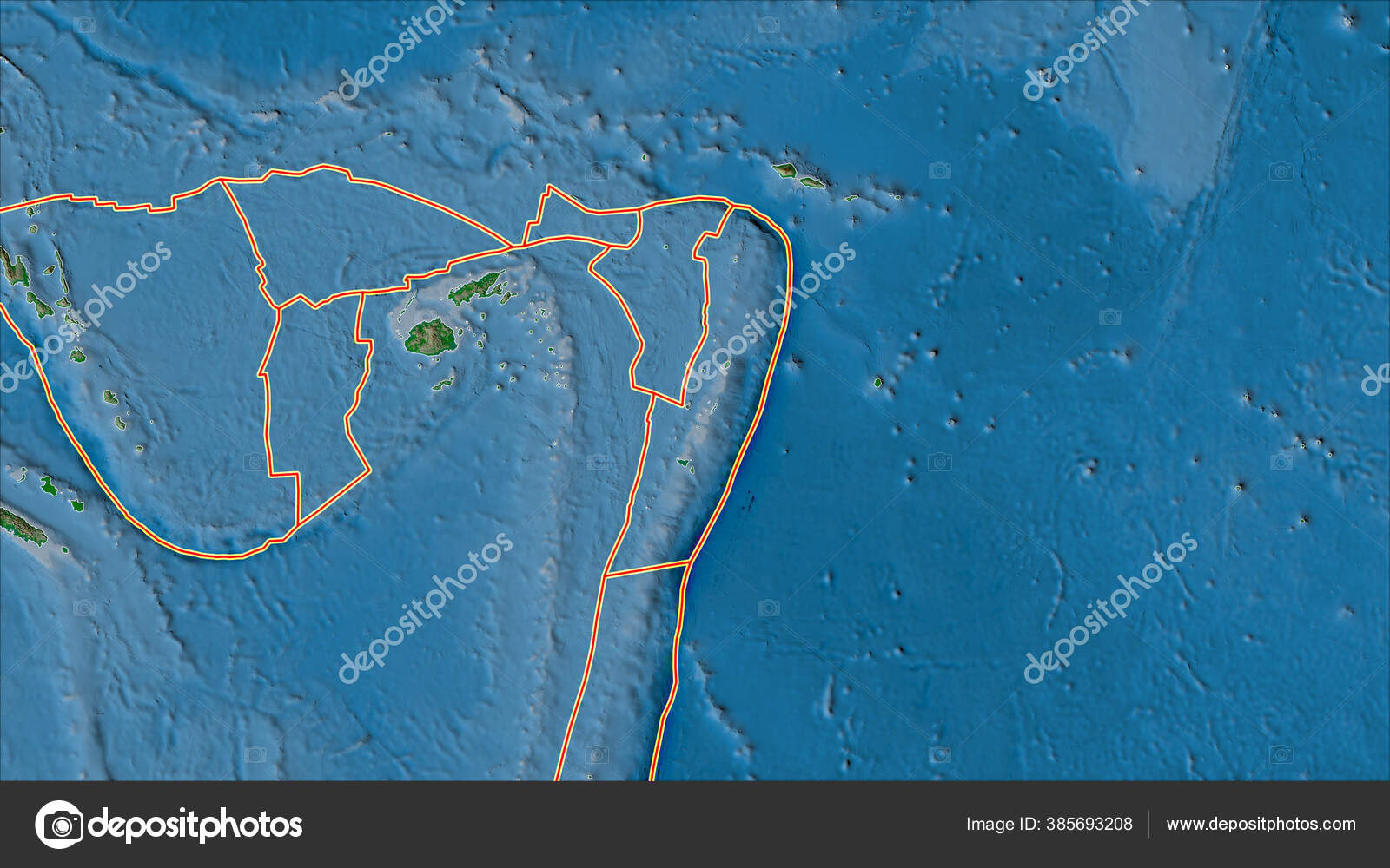 Tectonic Plates Borders Physical Map Areas Adjacent Tonga Plate Area ...